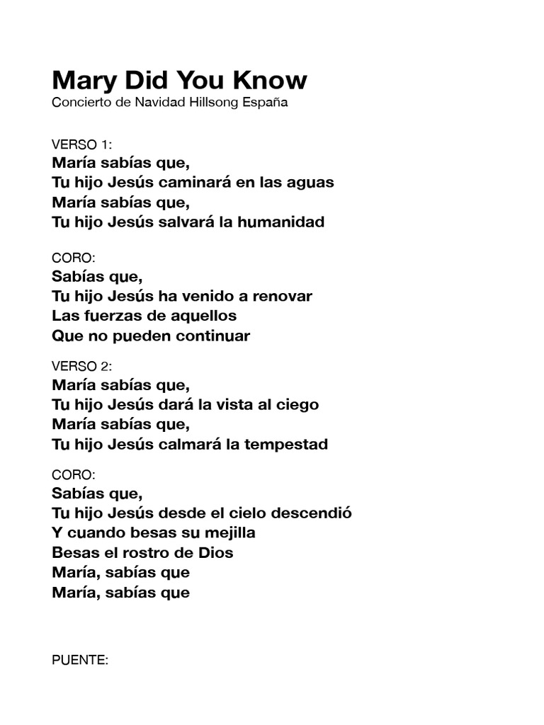 Mary Did You Know - Letra | PDF