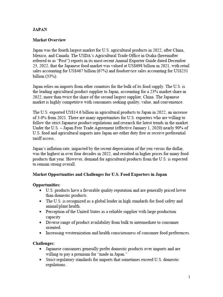 JAPAN Country Report 2023 | PDF | Foods | Food Industry