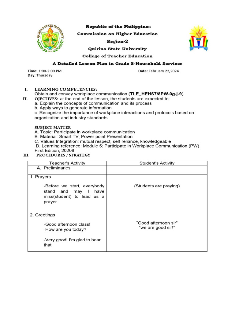 First Detailed LP | PDF | Communication | Nonverbal Communication