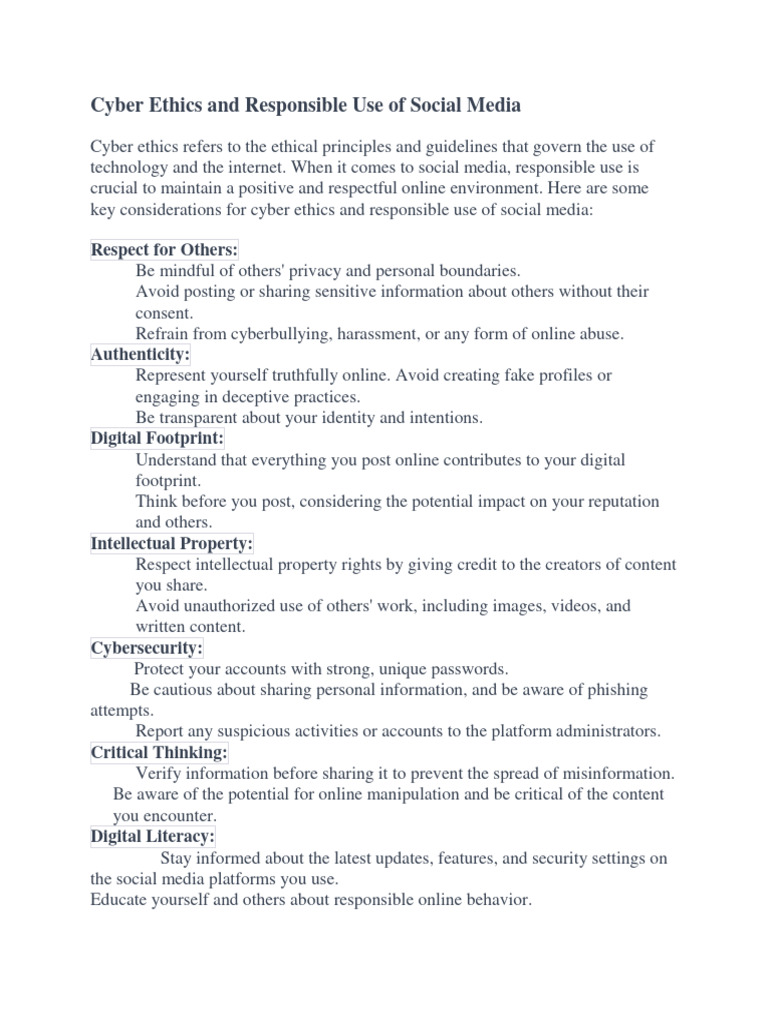 Cyber Ethics in Social Media Use | PDF | Social Media | Popular Culture ...