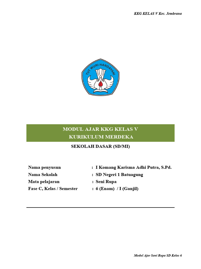 Karisma - Modul Ajar PBL Seni Rupa Kls 6 Merefleksi | PDF