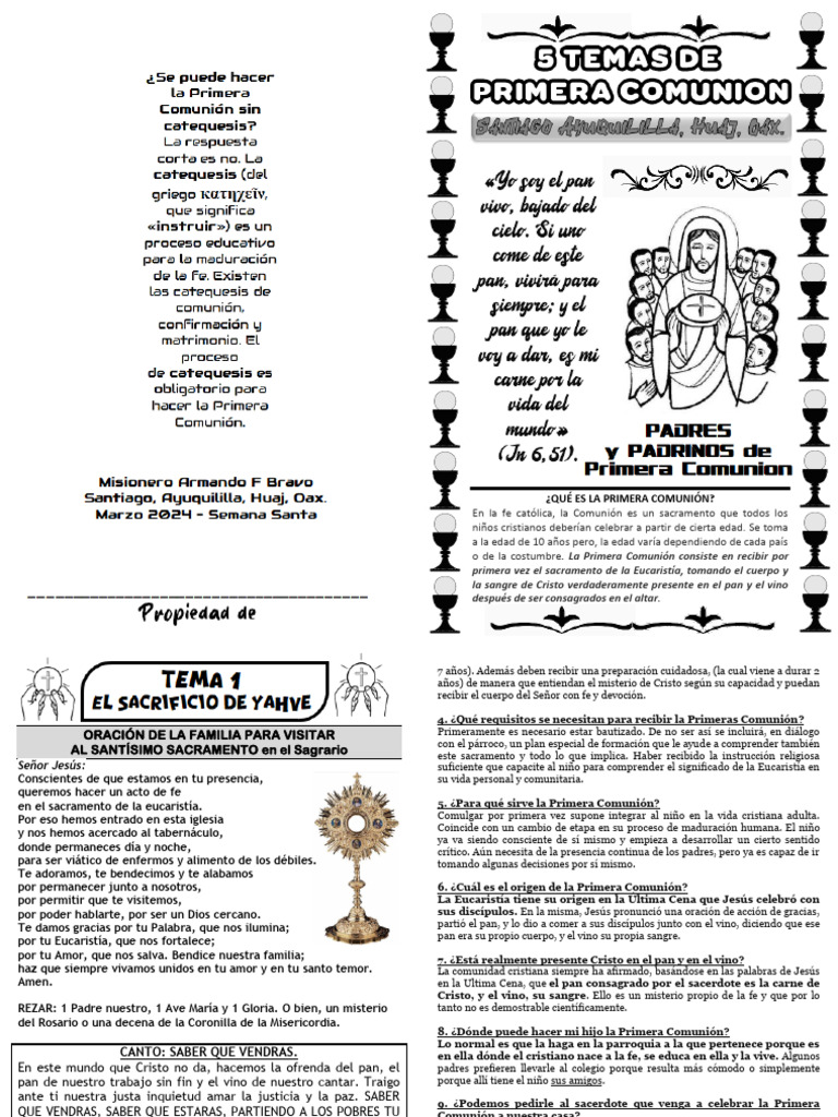 Significado de la Primera Comunión | PDF | eucaristía | Sacrificio