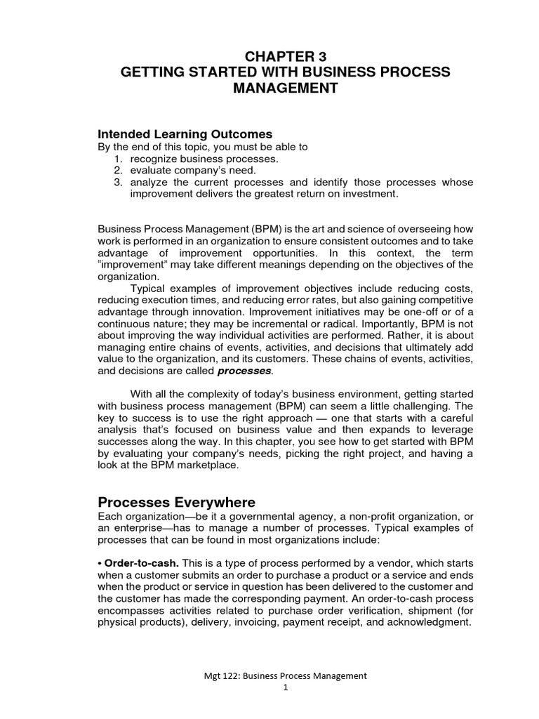 Topic 3 - Getting Started With BPM | PDF | Business Process Management | Sales
