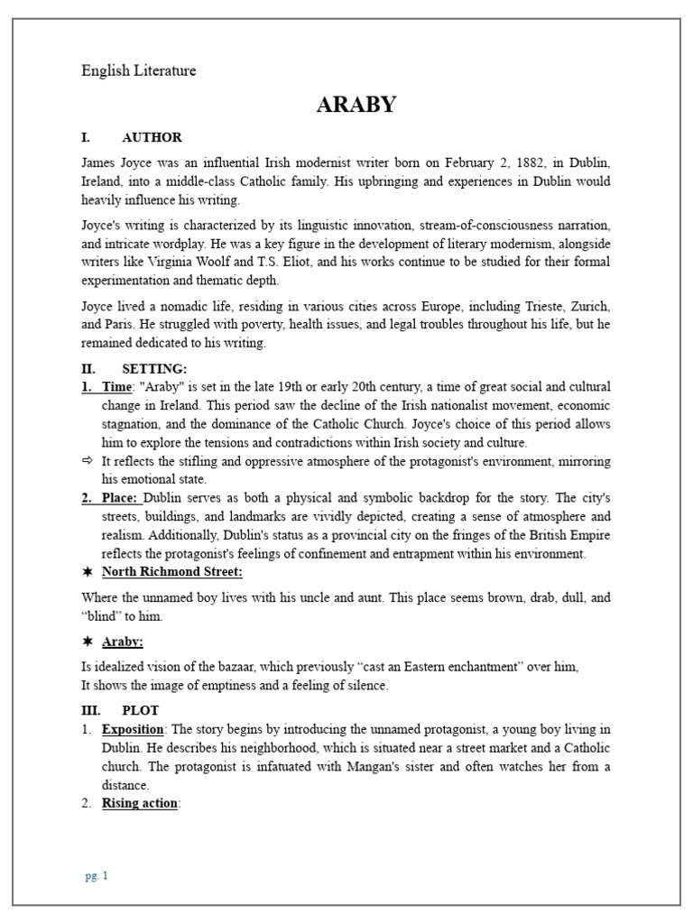 Araby Analysis | PDF | Narration | Narrative