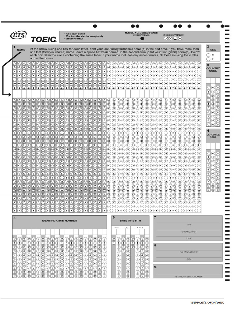 Phieu To Dap An TOEIC | PDF