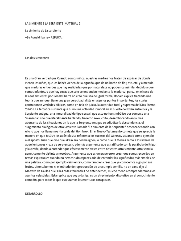 La Simiente e La Serpiente Material 2 | PDF | Adán y Eva | Víspera