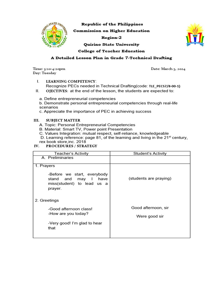 Third Lesson Plan | Download Free PDF | Entrepreneurship | Lesson Plan