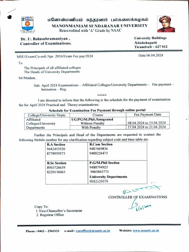 Exam Fee April 2024 - 20240406 | PDF