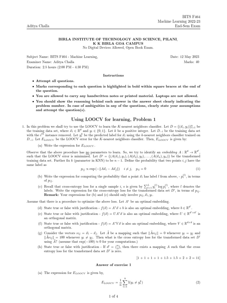EndSem 202223 Solution | PDF | Variance | Estimator