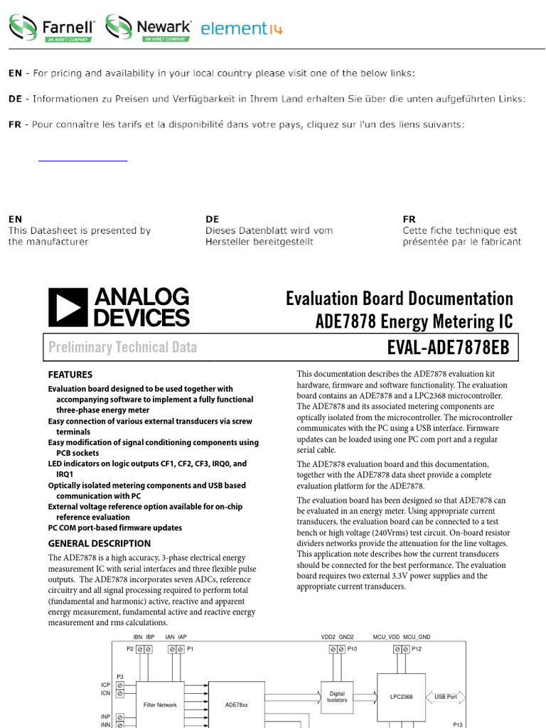 ADE7878 | PDF | Power Supply | Electronic Circuits