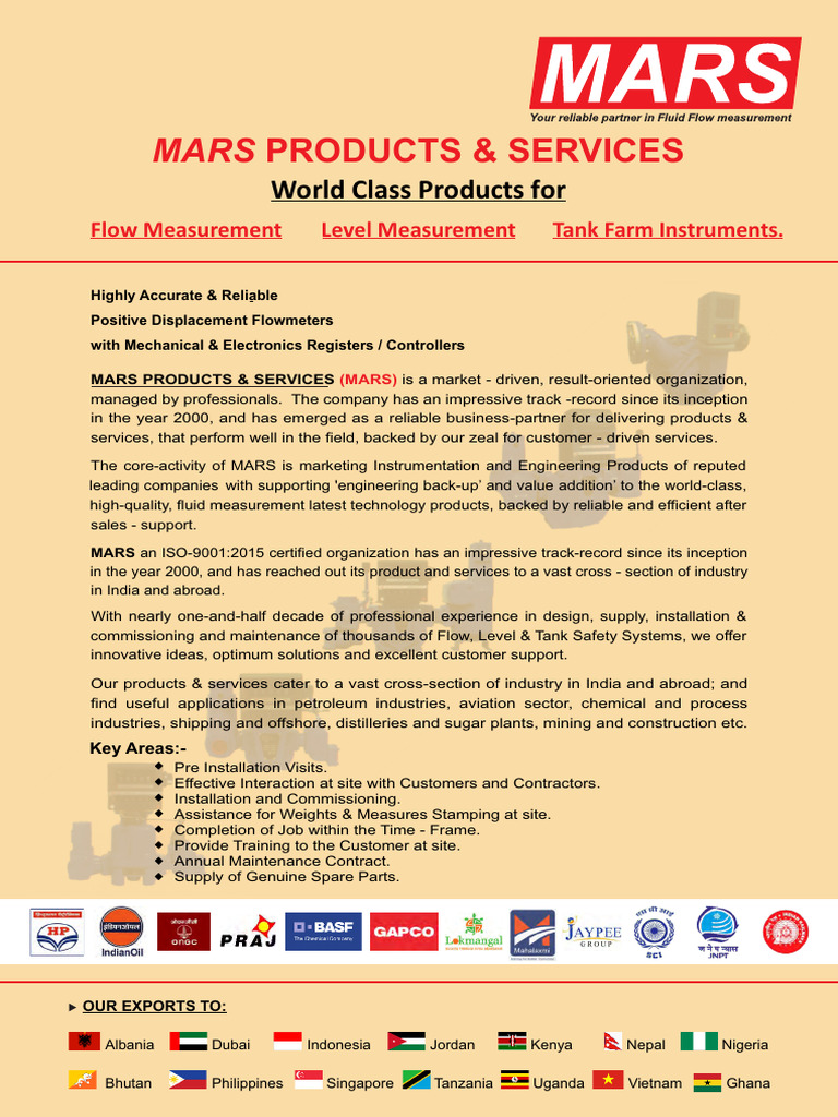 MARS Products Catalogue | PDF | Flow Measurement | Pump