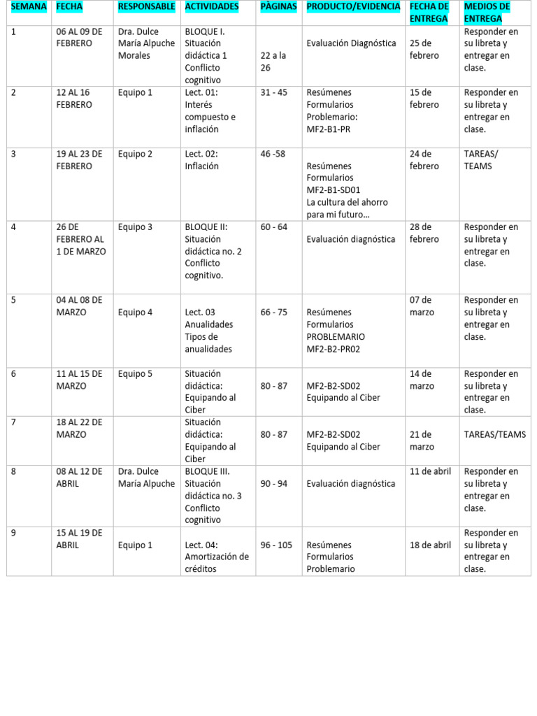 Agenda de Matemàticas Financieras | PDF