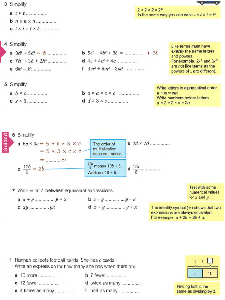 Algebra Worksheet For Grade 7 | PDF