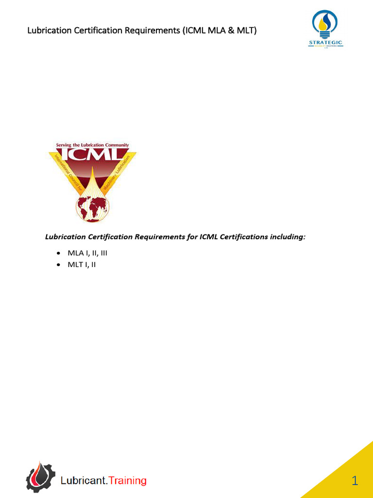 Lubrication-Certification-Requirements ICML MLA MLT | PDF | Wear ...