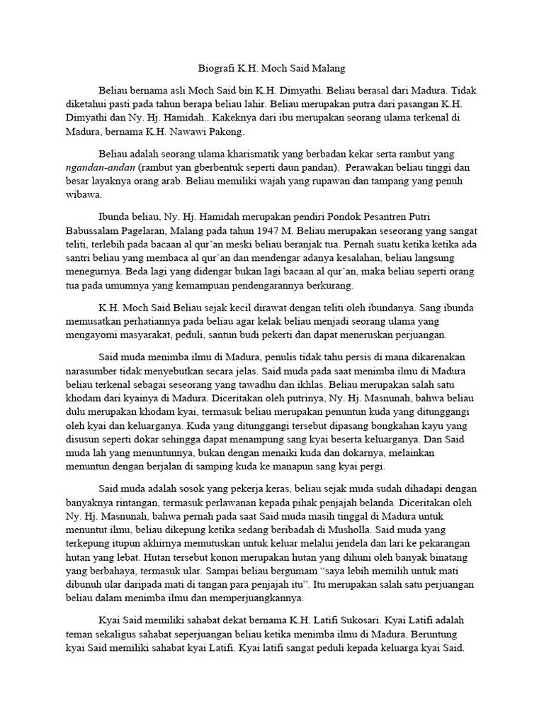 Biografi K.H. Moh. Said | PDF