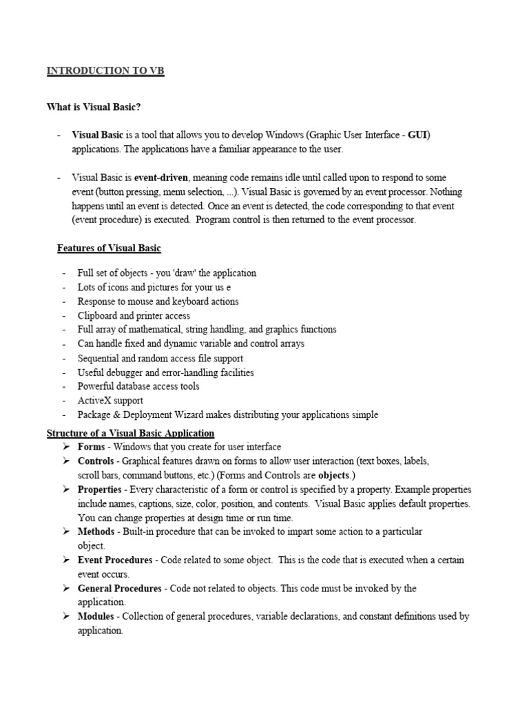 Lesson1 - Introduction To VB | PDF | Graphical User Interfaces | Window ...
