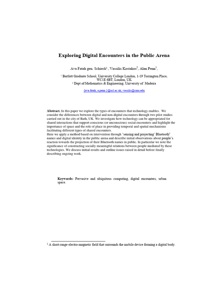 Exploring Digital Encountersinthe Public Arena | PDF | Bluetooth ... Exploring Digital Encountersinthe Public Arena | PDF | Bluetooth ...