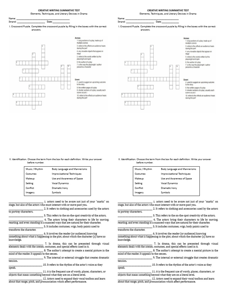Drama Summative Test | PDF | Mind