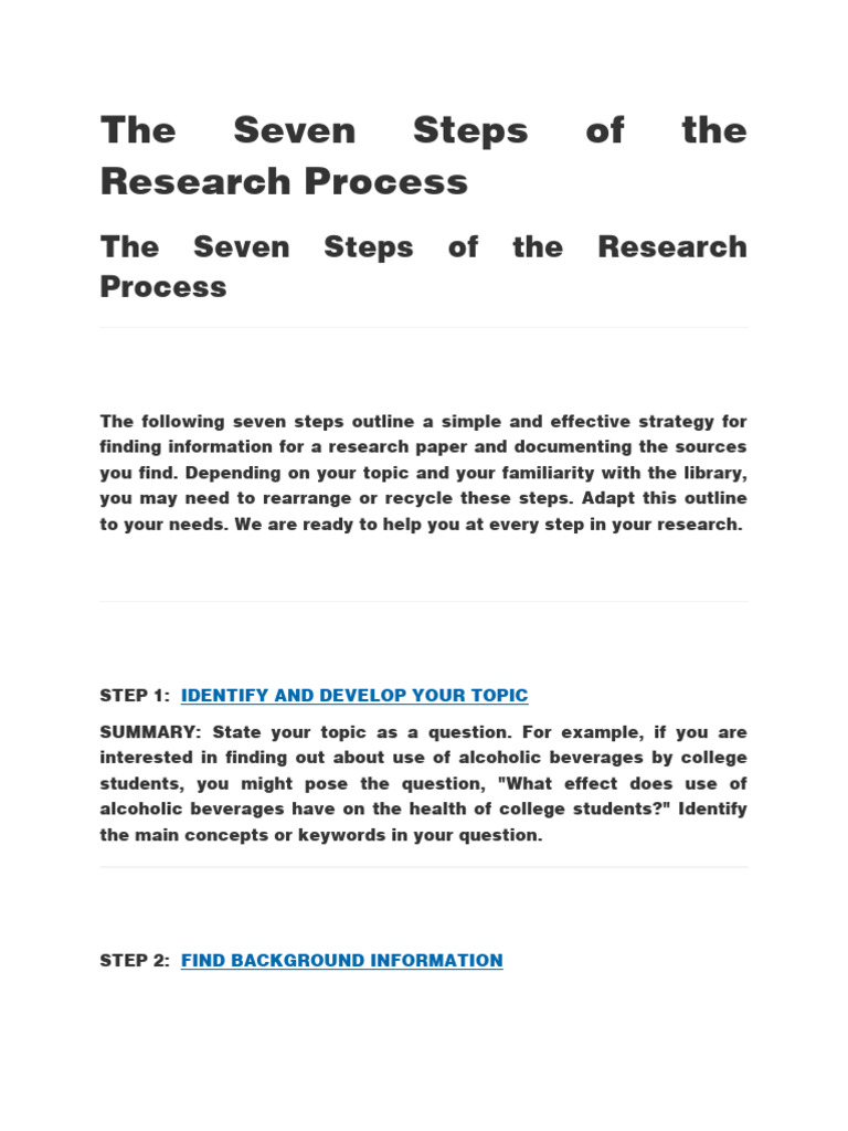 The Seven Steps of The Research Process | PDF | Apa Style | Citation