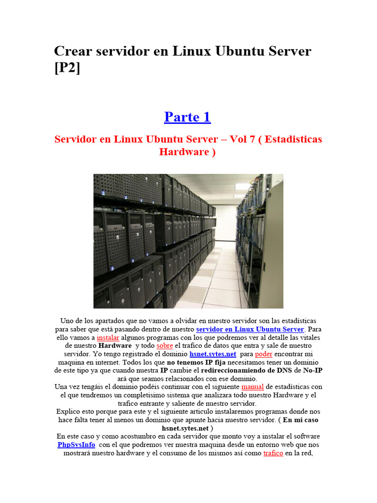 Crear Servidor en Linux Ubuntu Server P-2 | PDF | Servidor (Computación ...
