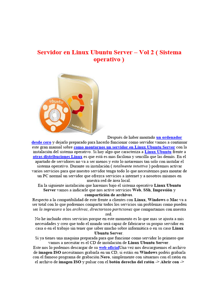 Instalar y configurar Linux Ubuntu Server | PDF | Red mundial | Internet y web