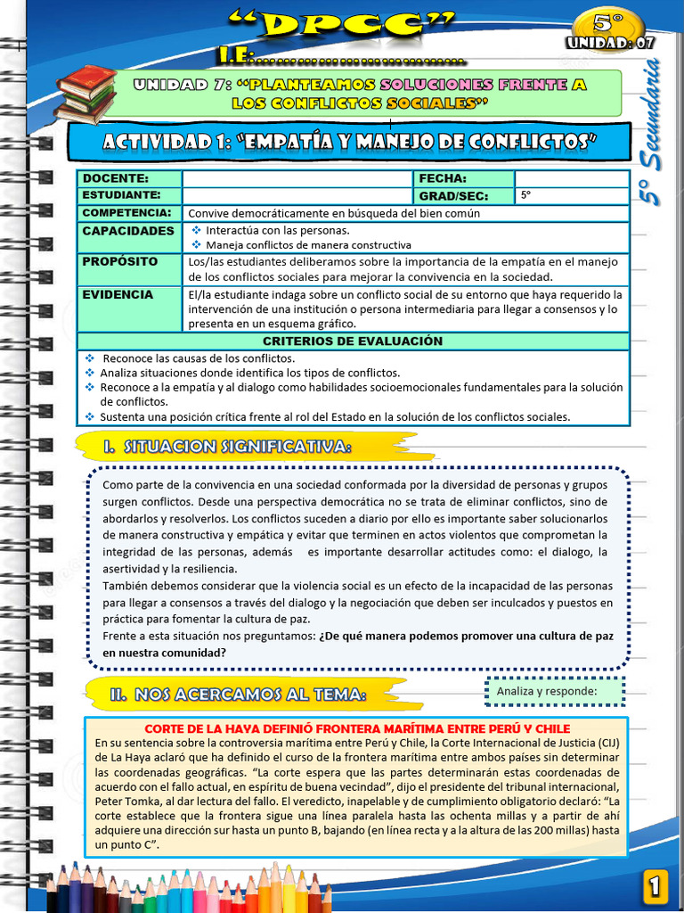 5° DPCC - Actv.01-Unid.7 2023 | PDF | Las emociones | Ciencias del comportamiento