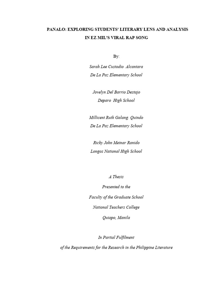 Eros Atalia - Panalo Exploring Students Literary Lens and Analysis in ...