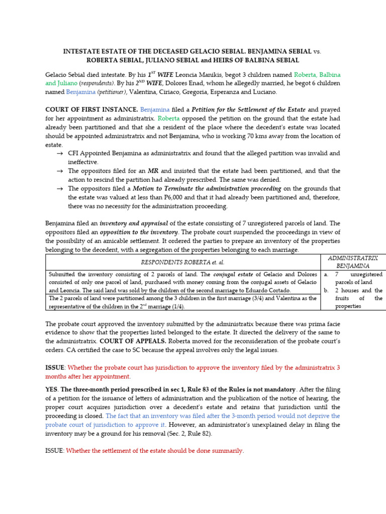 Sebial | PDF | Probate | Intestacy