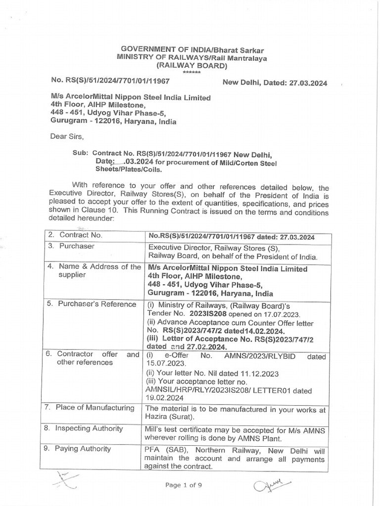 AMNS 11967 Contract | PDF