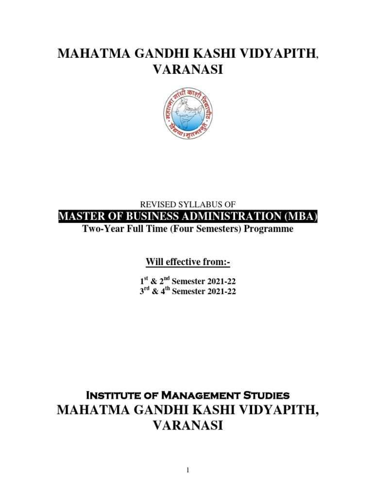 Mba Syllabus | PDF | Master Of Business Administration