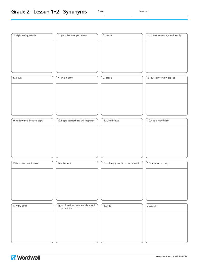 Grade 2 Lesson 12 Synonyms Drawing Frame | PDF