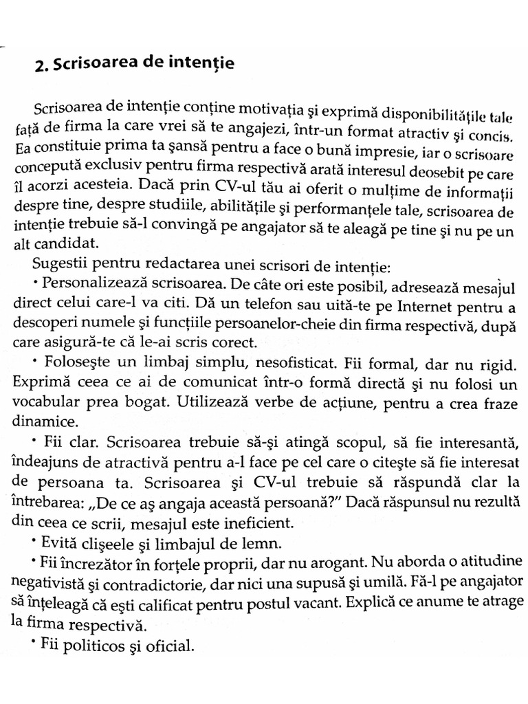 Scrisoarea de Intenție. Scrisoarea Electronica | PDF