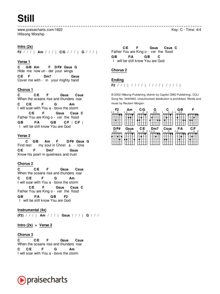 Still (Hillsong Wor... ) Chord Chart - C - 2 Column Layout | PDF ...