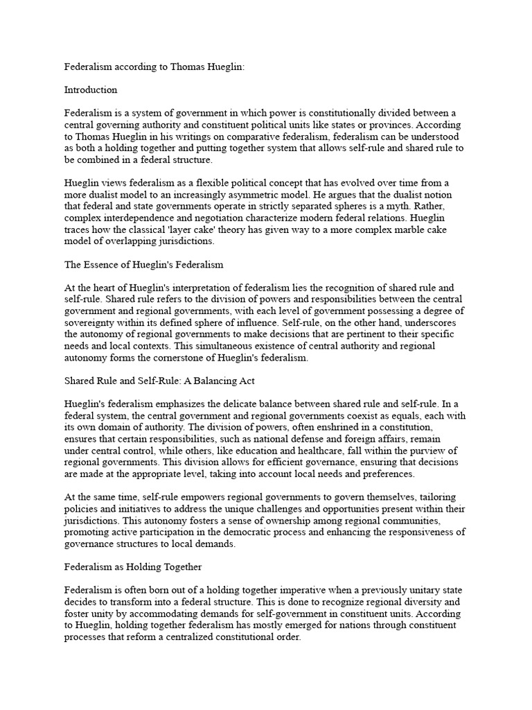 Hueglin and Burgess | PDF | Federalism | Federation