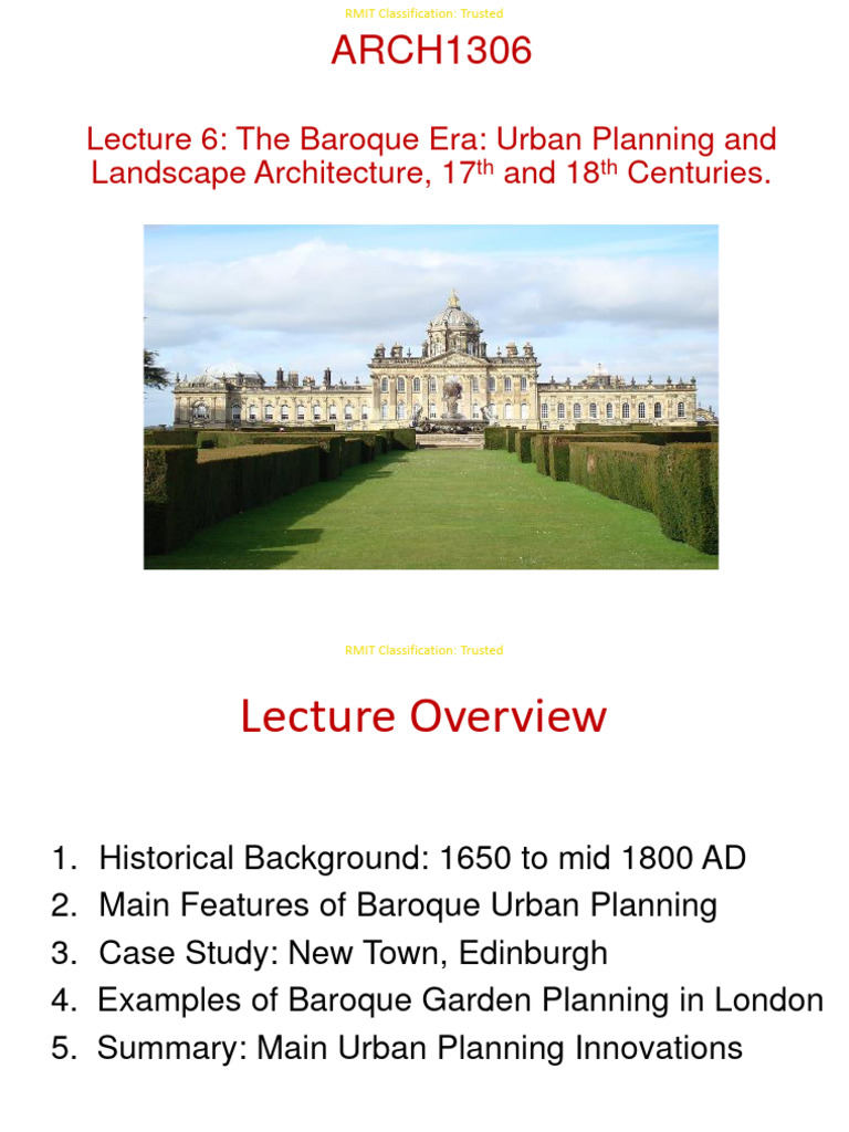 ARCH1306 Lecture 6 2024 | PDF | Baroque | Renaissance