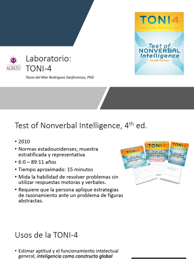 Evaluación con el Test TONI-4 | PDF | Cognición | Ciencia cognitiva
