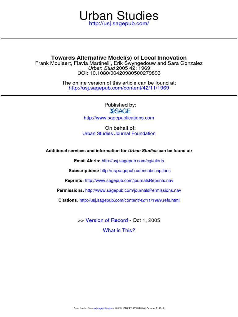 Moulaert 2005 | PDF | Innovation | Creativity