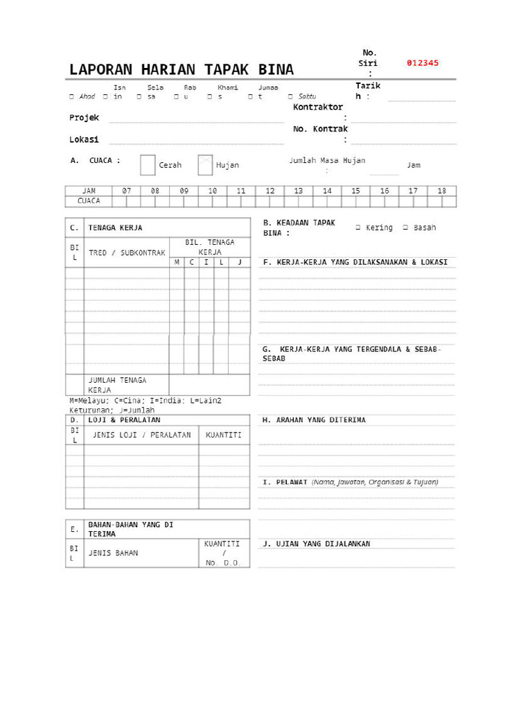 Sampel Diari Tapak Bina | PDF