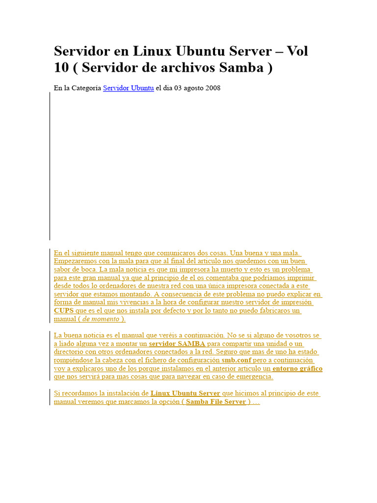 Servidor en Linux Ubuntu ServerVol 10 | PDF | Servidor (Computación ...