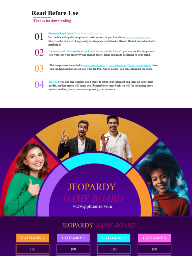 Jeopardy Game PowerPoint Template | PDF | Sports & Recreation | Games ...