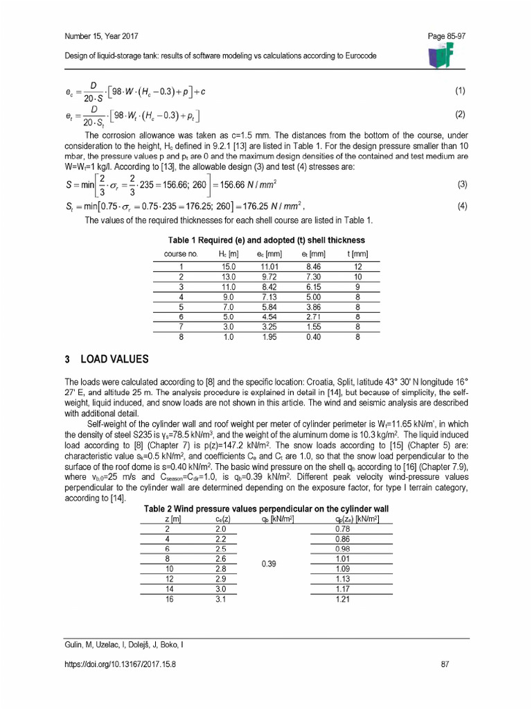 3 Design of Liquid-Storage Tank Results of Software | PDF