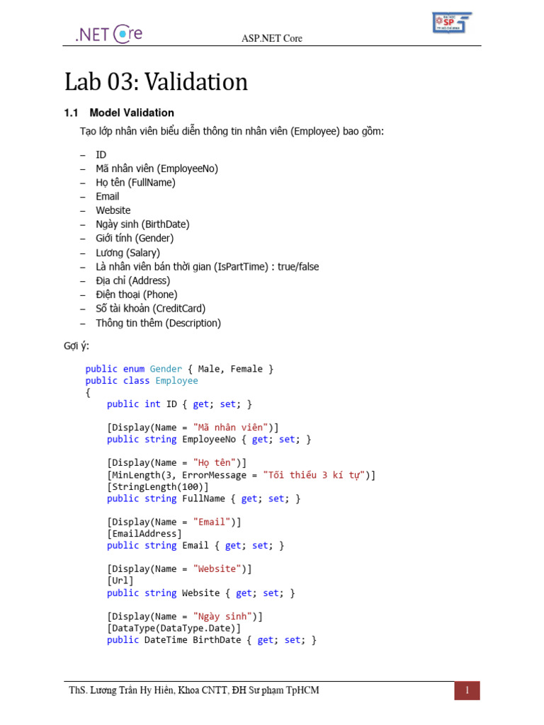 HCMUE ASPCore Lab03 | PDF