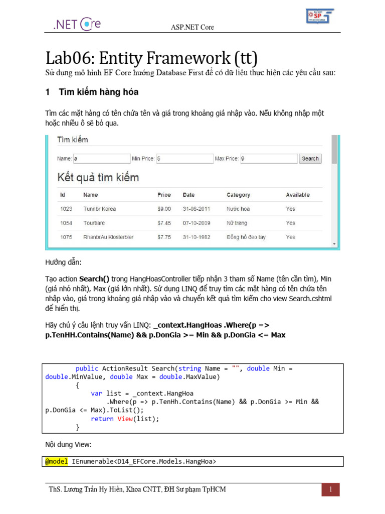 HCMUE ASPCore Lab06 | PDF