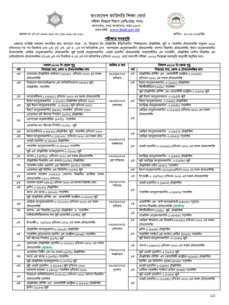 WWW Bteb Gov BD | PDF