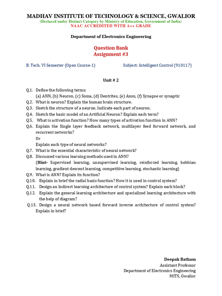 Assignment#3 | PDF | Artificial Neural Network | Neuron