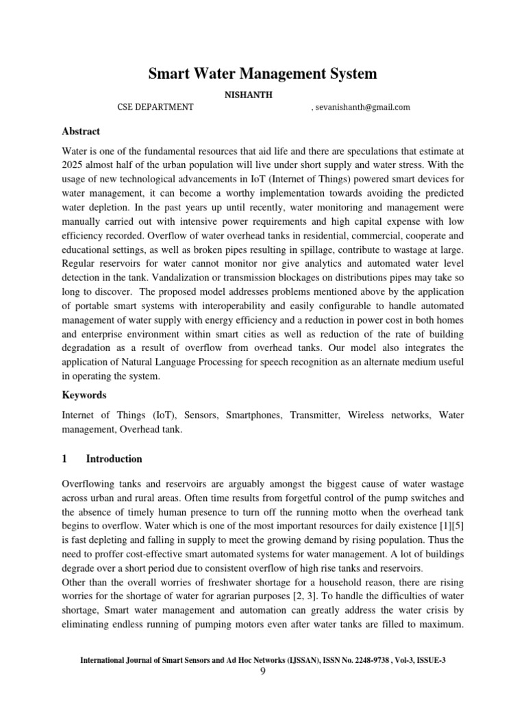 Smart Water Management System | PDF | Internet Of Things | Computing