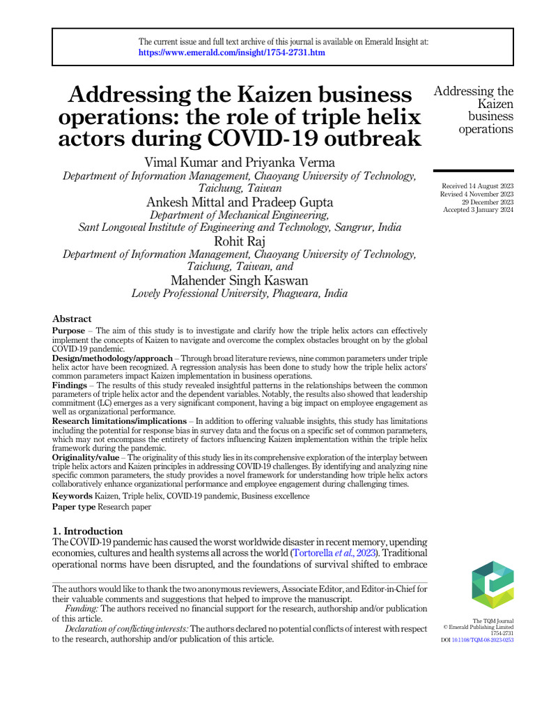 Kaizen Strategies for Triple Helix Actors | PDF | Innovation | Creativity