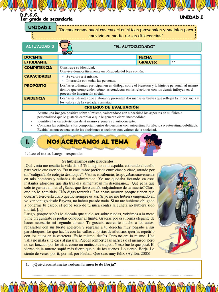 1° DPCC -ACTV.03-UNI.1 2024 | PDF | Las emociones | Comportamiento