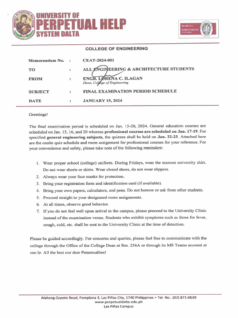 Memo No. CEAT 2024 001 | PDF
