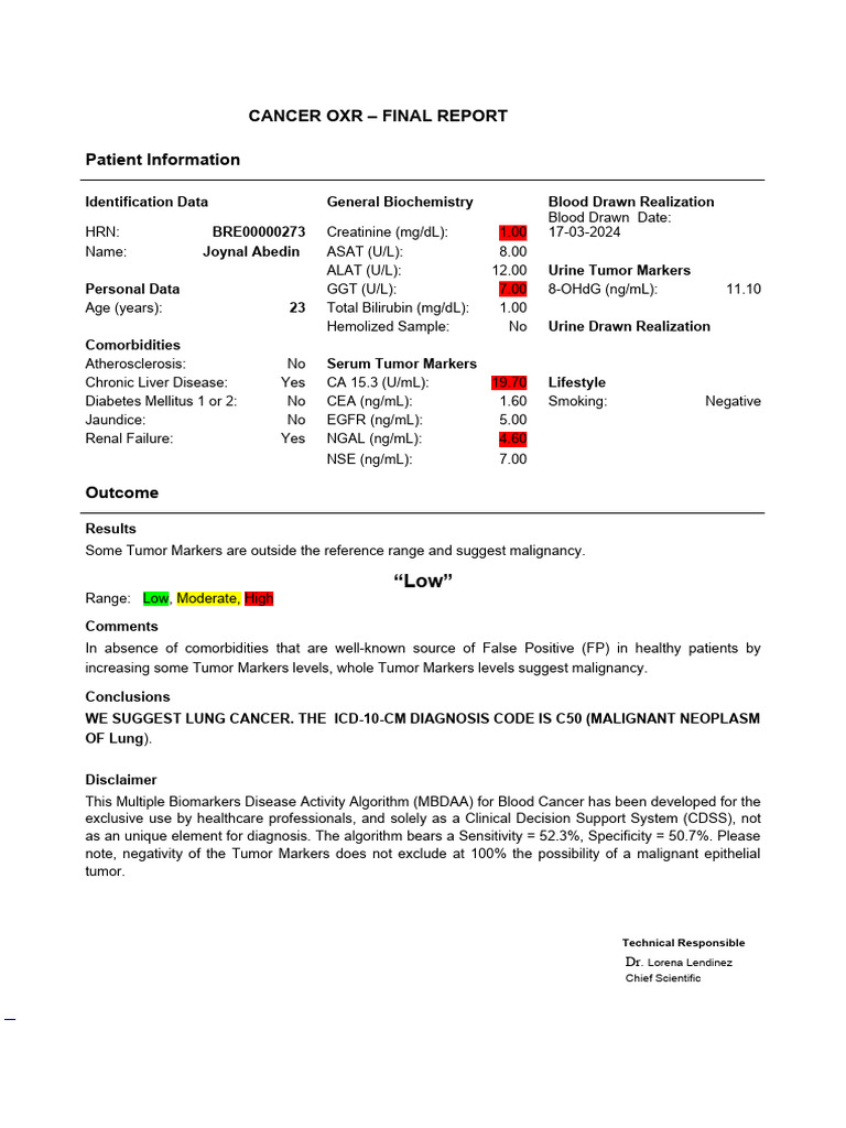 Cancer Oxr - Final Report Patient Information: Technical Responsible ...